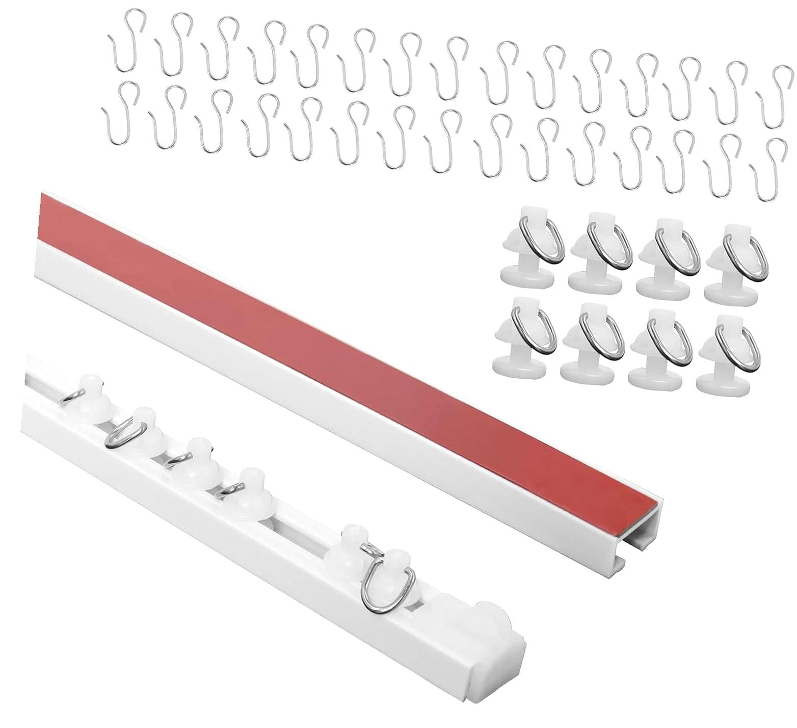 Fuliko 128Inch Adhesive Curtain Track, Self-Adhesive Ceiling Mount Wall ...