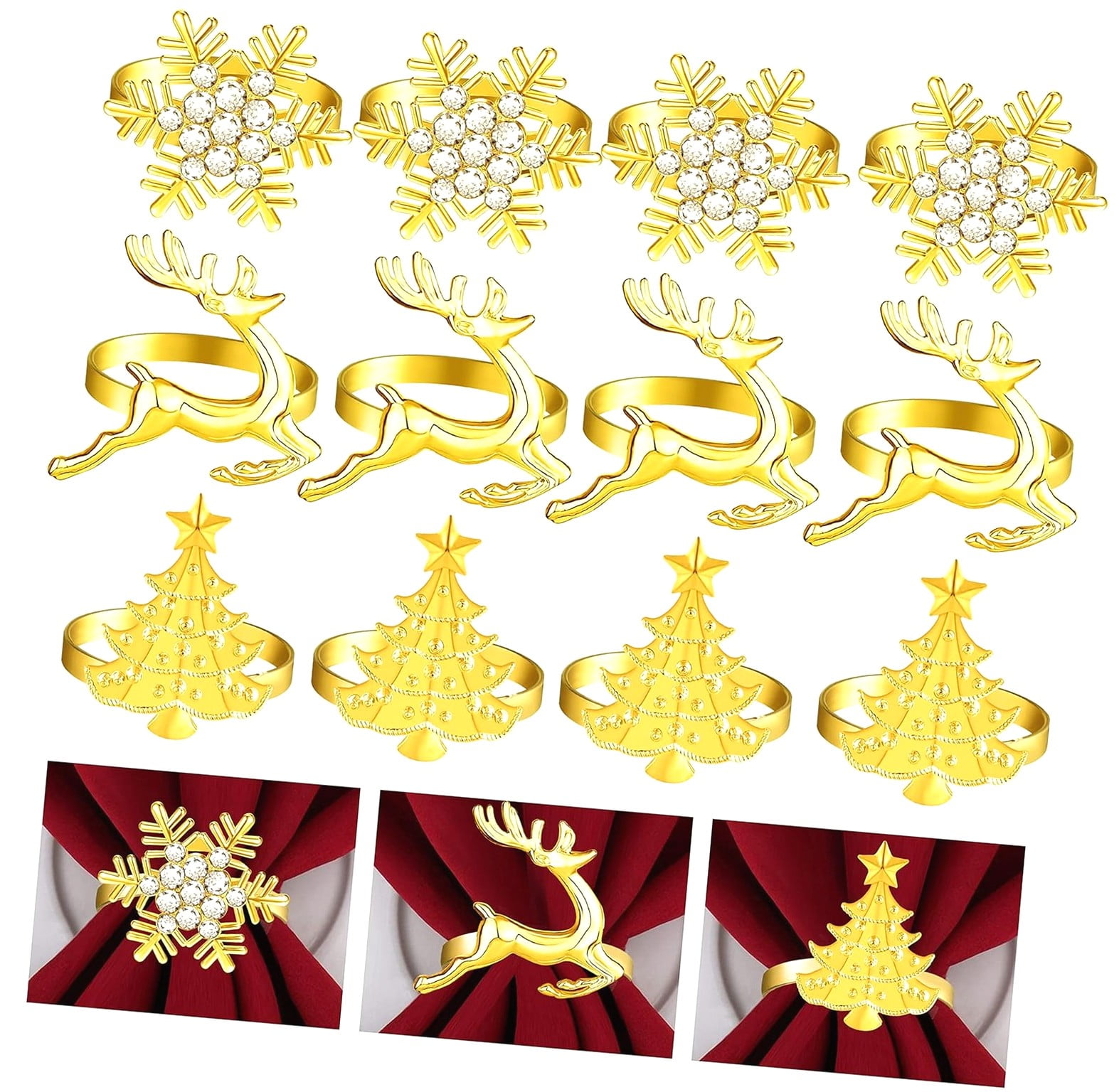 Fuliko 12Pcs Christmas Set, Christmas Trees, Ornaments, Snowflake ...