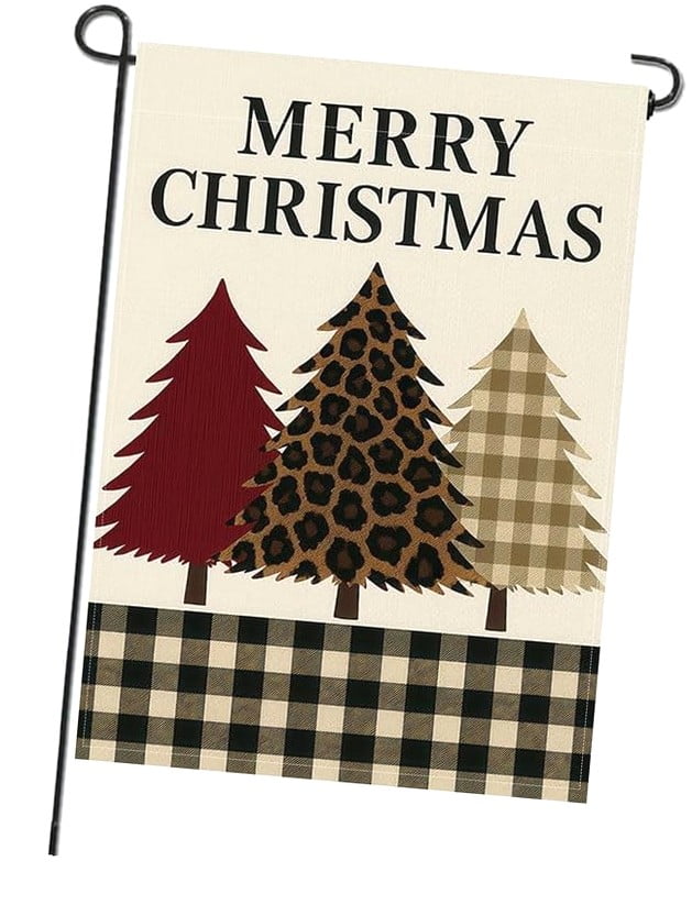 Fuliko 12x18 Inch Merry Christmas Tree Flags Double Sided Holiday ...