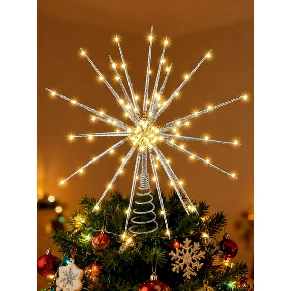 Fuliko 14.5in Christmas Tree Topper with 19 Modes of 76 Lights Twinkle, Christmas Star Tree ...