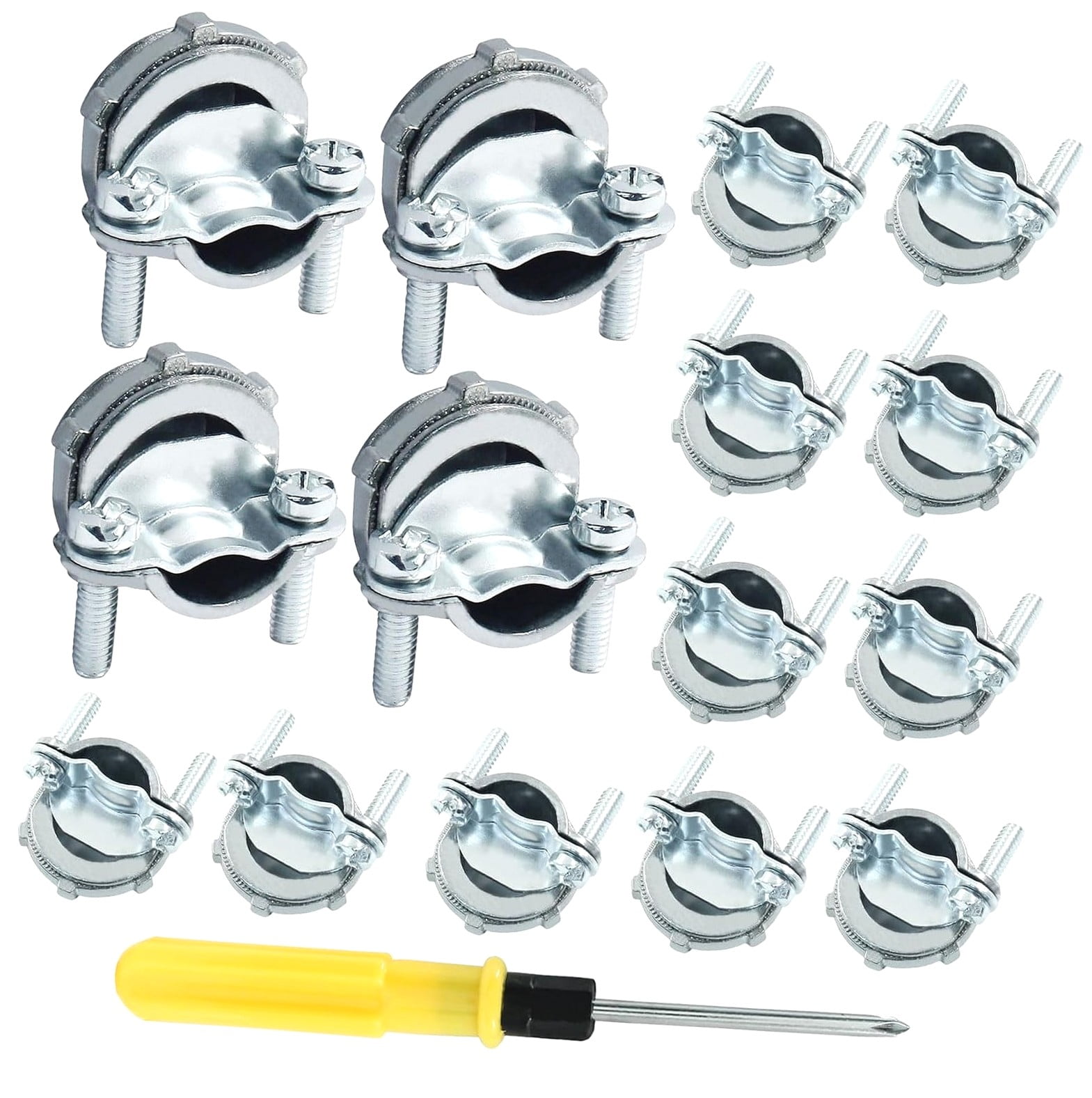 Fuliko 15 Pcs 1/2 Inch Clamp Type Cable Connectors, Zinc Clamp Cable ...