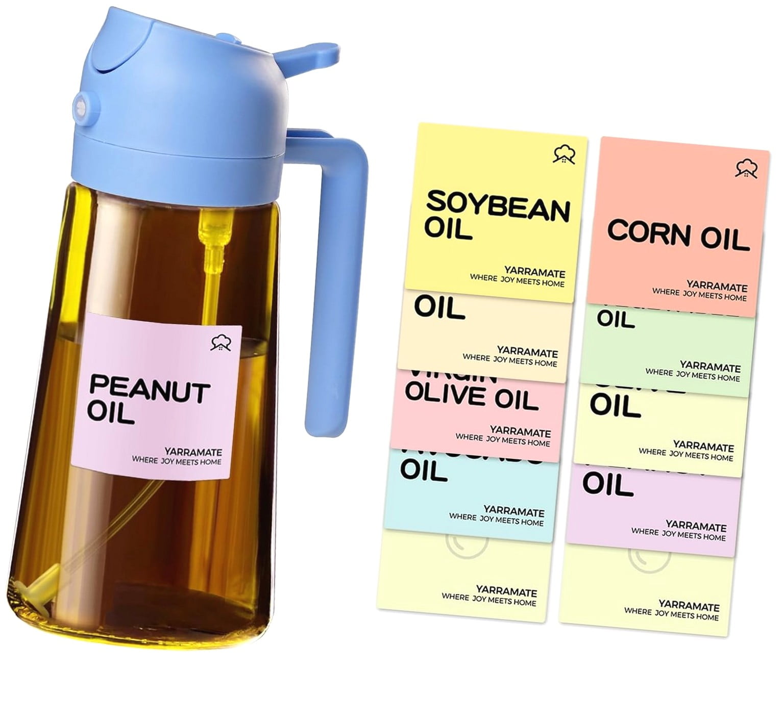 Fuliko 16oz/470ml Dark Brown Oil Sprayer (SkyBlue) 10 Color Labels ...