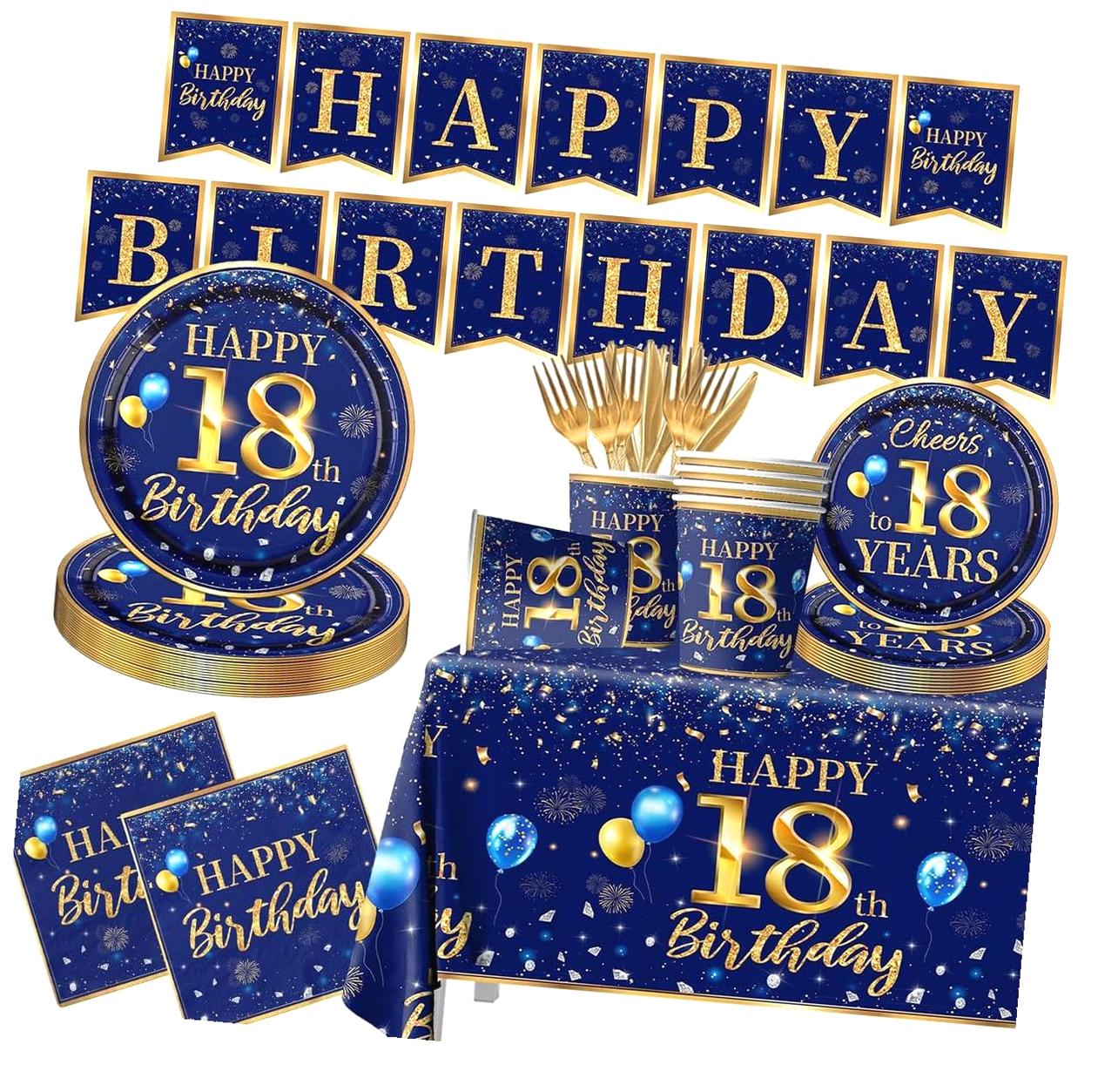 Fuliko 18th Birthday Decoration Set for Men - 142 Pieces Navy Blue ...