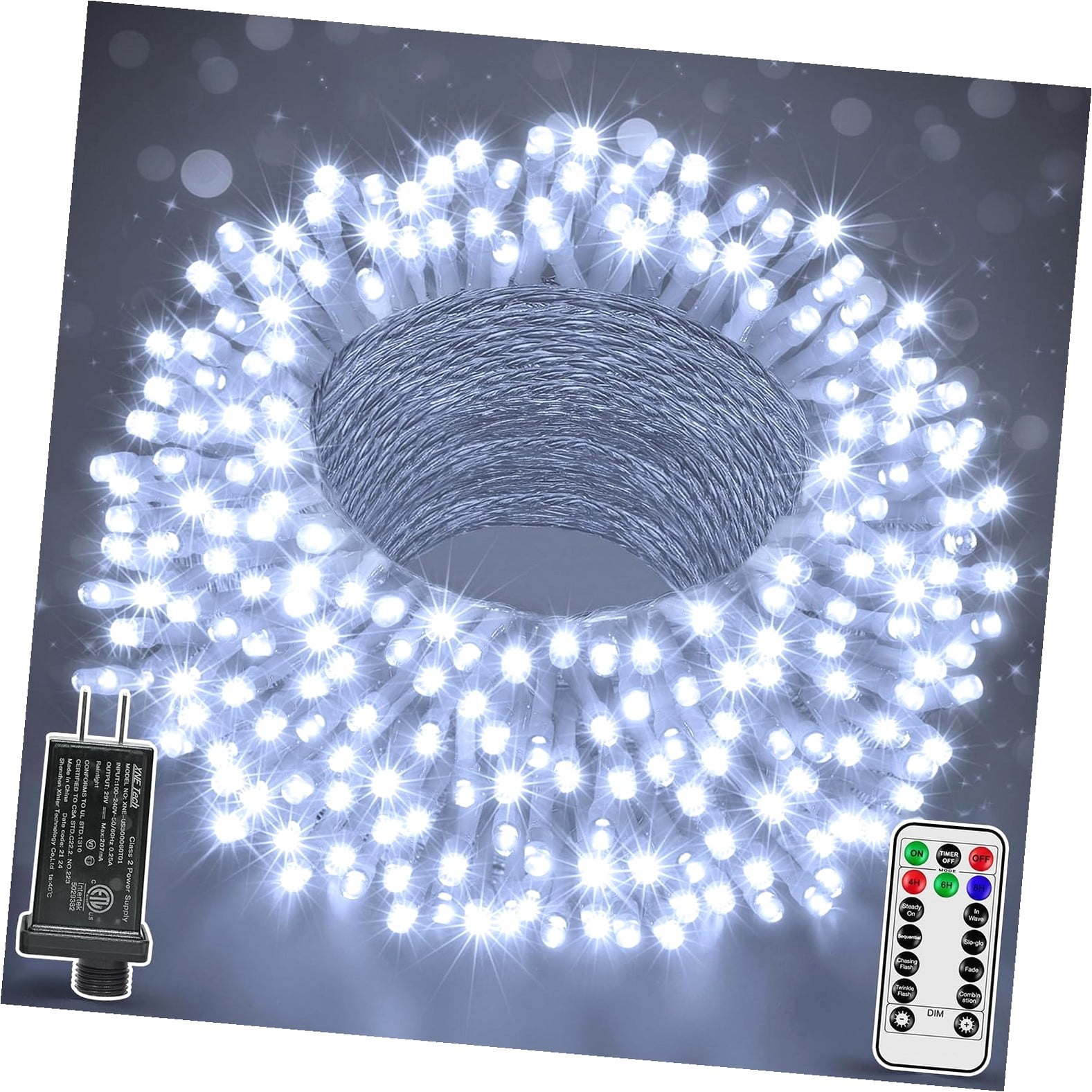 Fuliko 196FT 600 White Christmas Lights, Timer Memory Function, 8 Modes ...
