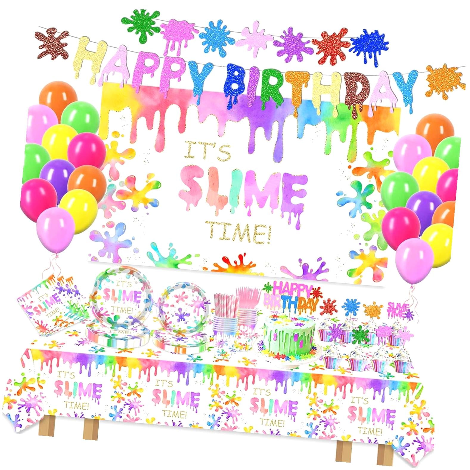 Fuliko 199 Pcs Slime Birthday Party Decorations - Vibrant It's Slime ...