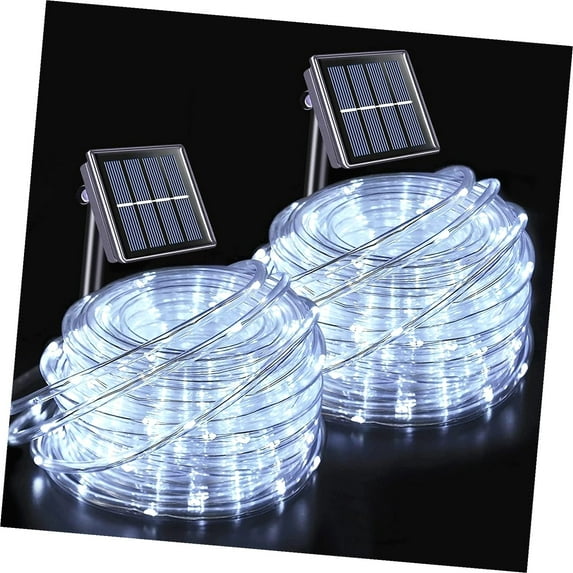 Fuliko 2 * 200 White Solar Rope Lights, 66 ft IP 65 Solar String Light ...