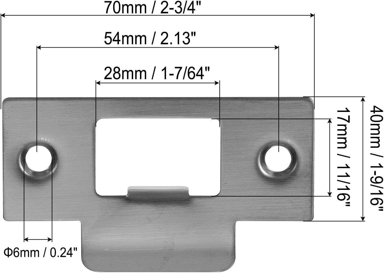 Fuliko 2-3/4" Door Lock Strike Plate, 2 Pieces T Strike Deadbolt Plate ...