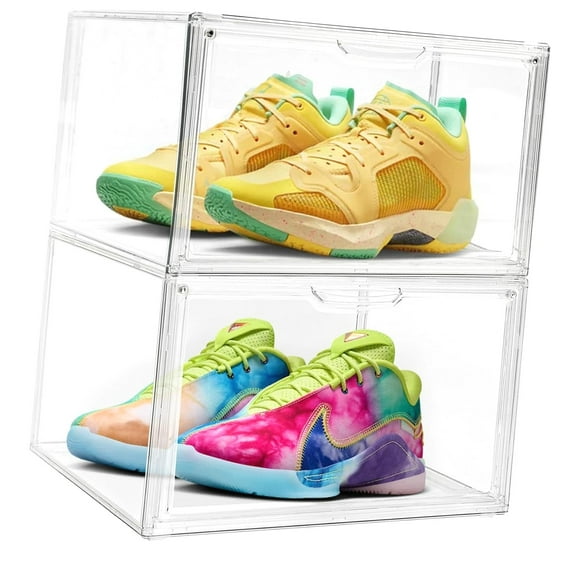 Fuliko 2 Pack Clear Acrylic Sneaker Shoe Display Case, Shoe Storage ...
