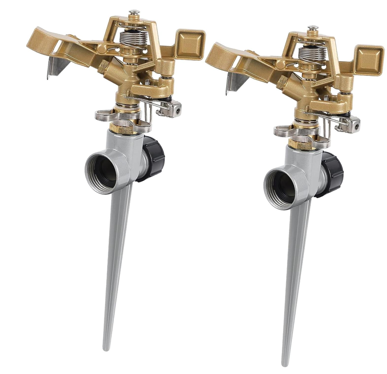Fuliko 2 Pack Impact Sprinklers with Stand (Spike), Zinc Alloy Lawn on ...