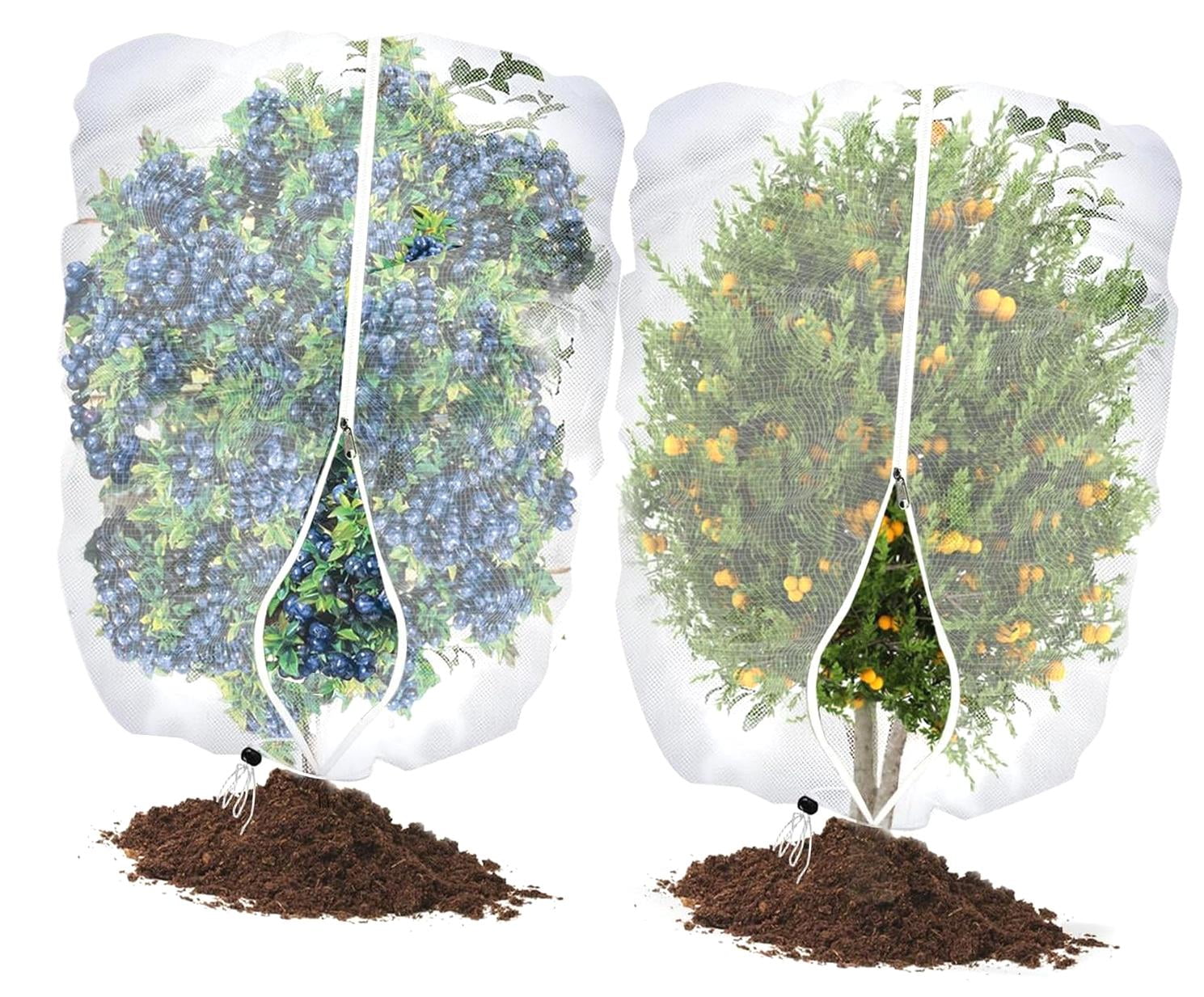 Fuliko 2-Pack Large Fruit Tree Netting Bags with Zipper, 5.9 X 6.6 FT ...