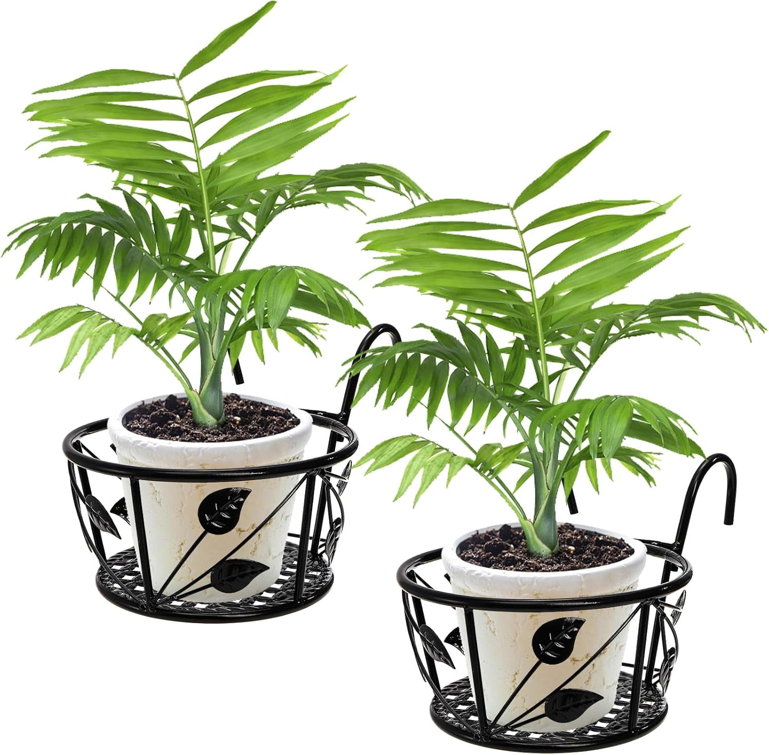 Fuliko 2-Pack Metal Plant Holders for Indoor Railings, Fence Plant ...