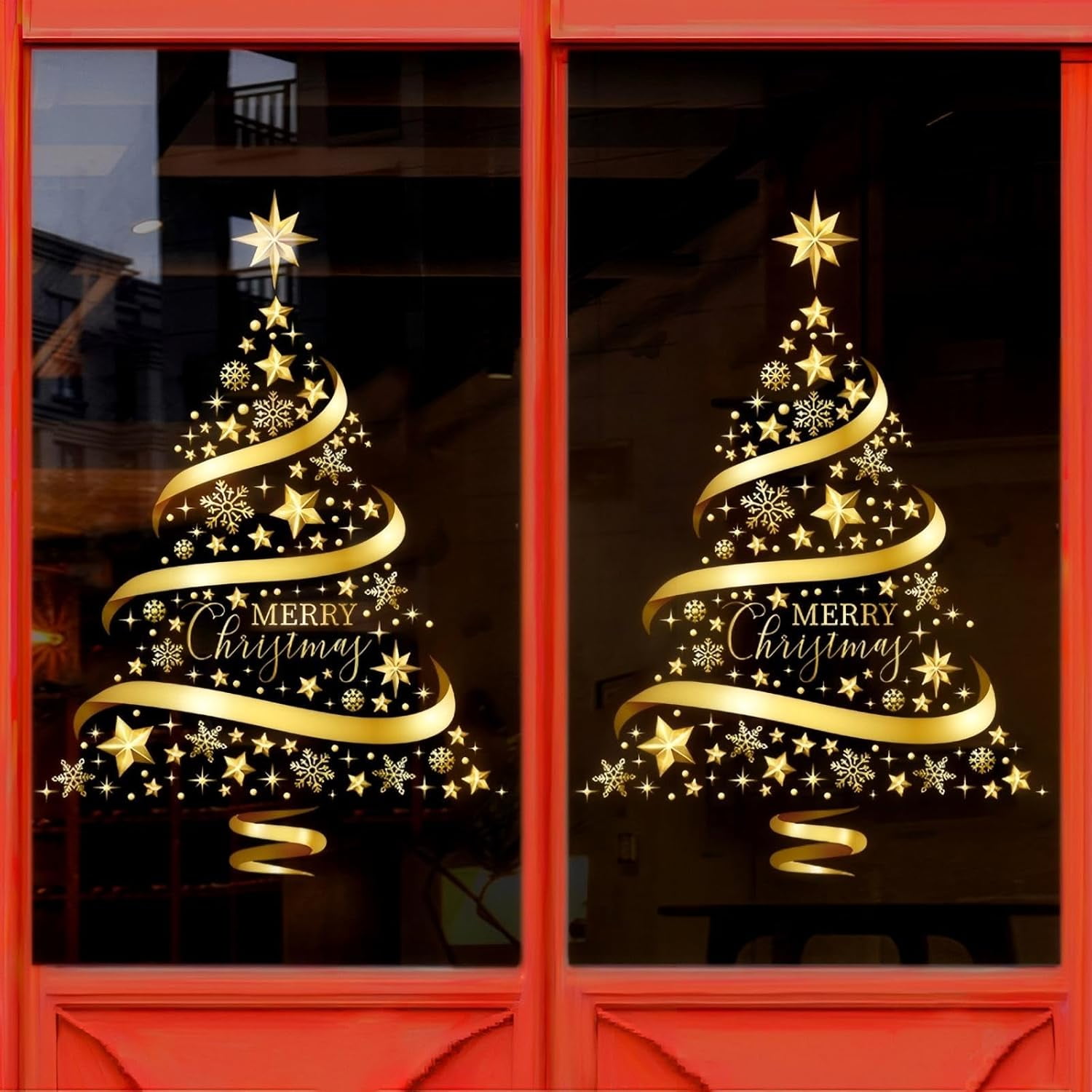 Fuliko 2 Pack Whole Tree Clings for New Year' Winter Christmas Tree ...