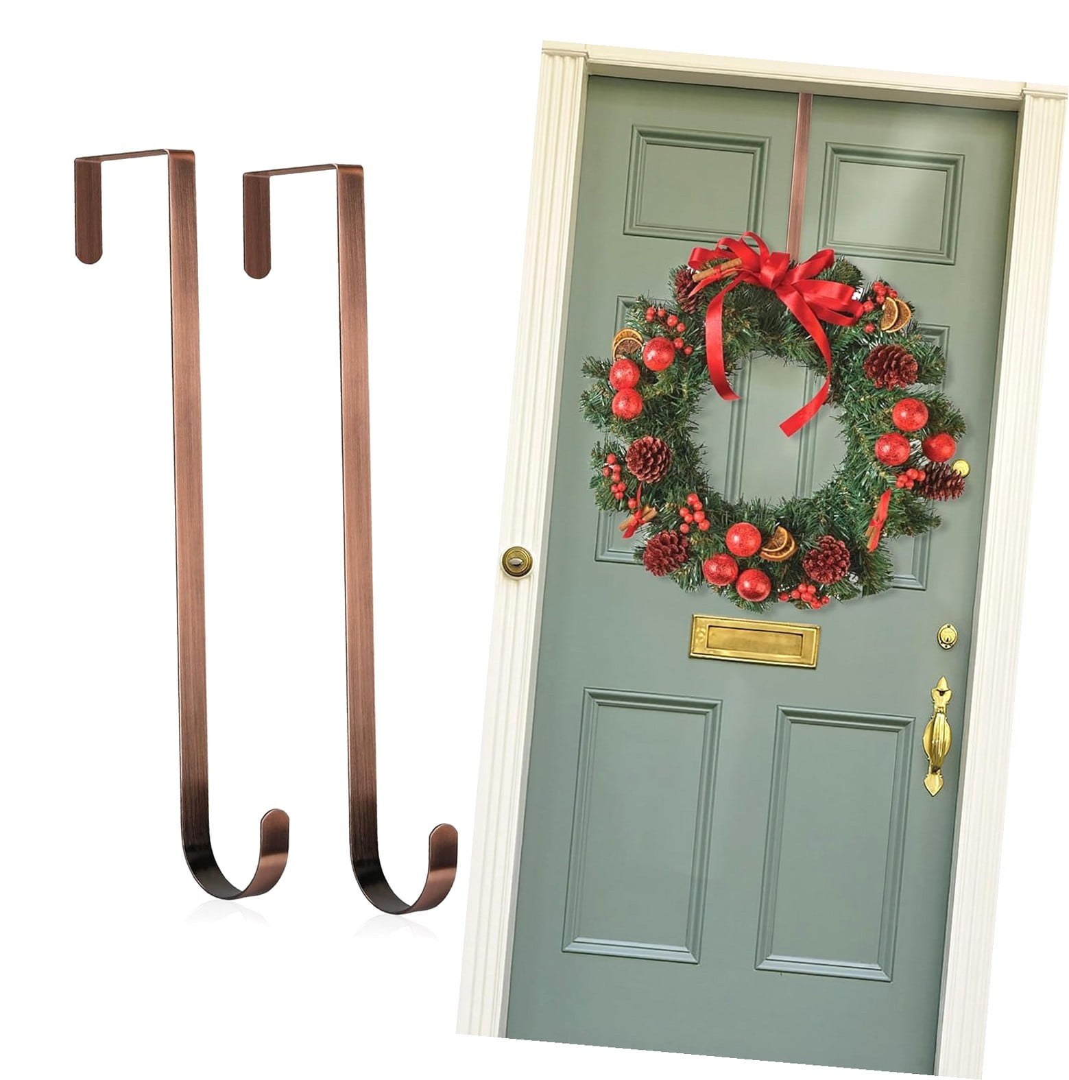Fuliko 2 Pack Wreath Hangers for Door, 12 Inch Wreath Hanger for Porch ...