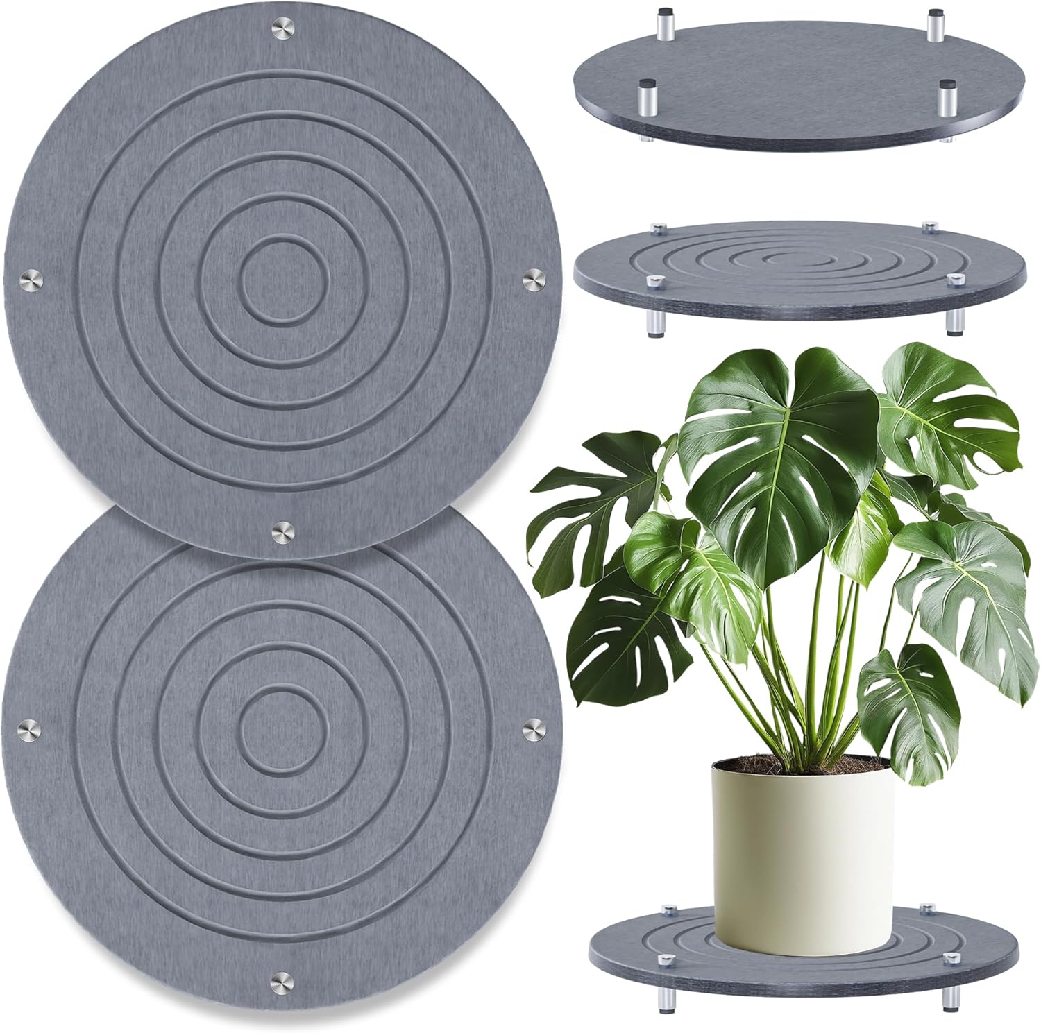 Fuliko 2-Piece 16 Inch Plant Saucers for Indoor Use, Dry Diatomaceous ...