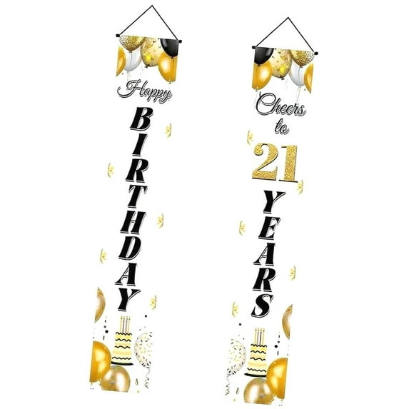 Fuliko 2-Piece Happy 21st Birthday Door Banner, 21-Year-Old Birthday ...