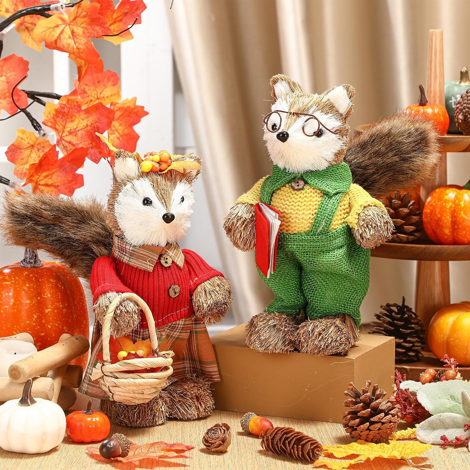 Fuliko 2-Piece Sisal Thanksgiving Table Decoration Set, Sisal Figure ...