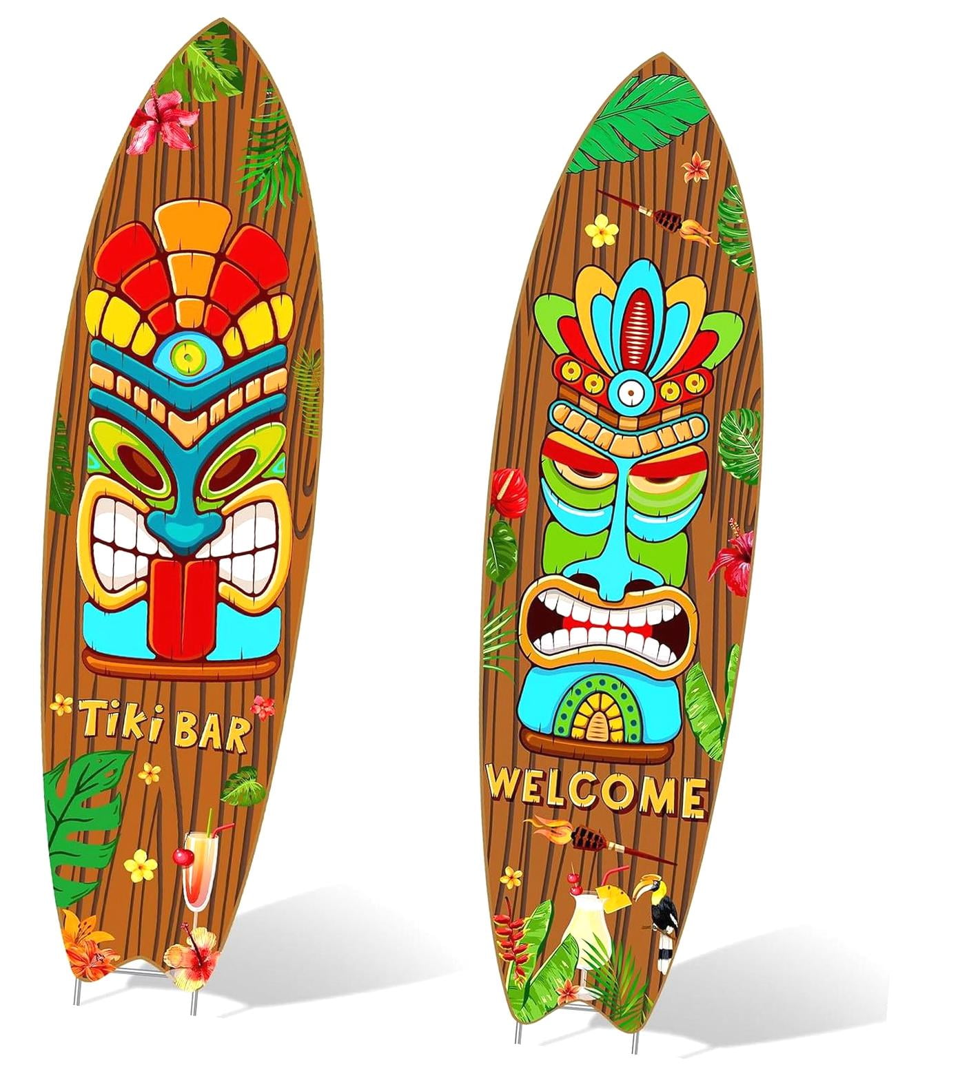 Fuliko 2-Piece Surfboard Yard Signs with Stakes for Hawaiian Luau Party ...