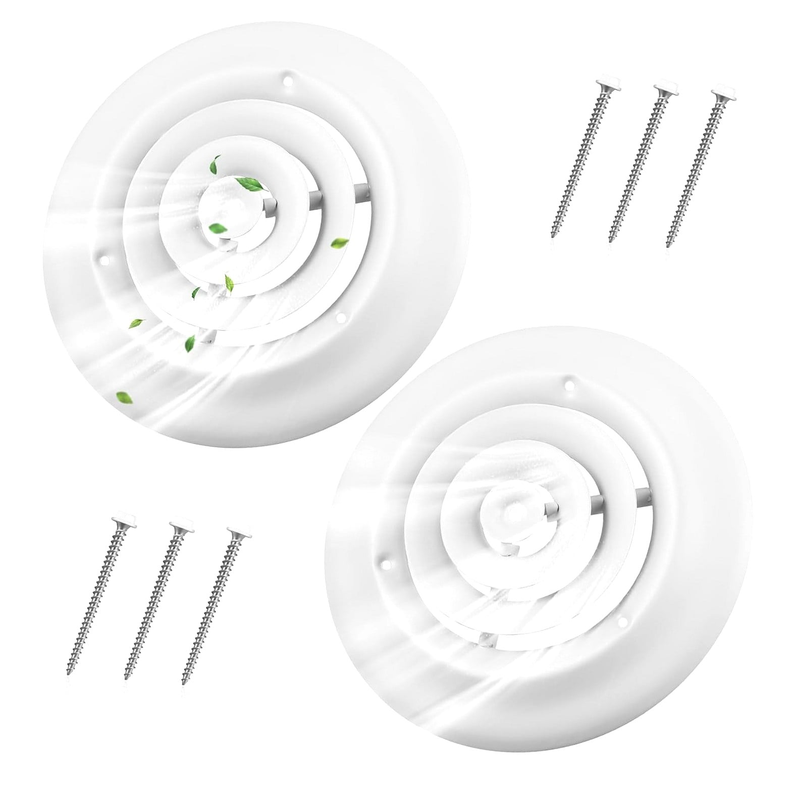Fuliko 2 Pieces 6 Inch Round Vent Cover, Ceiling Diffuser HVAC Vent Duct Cover with Screws for ...