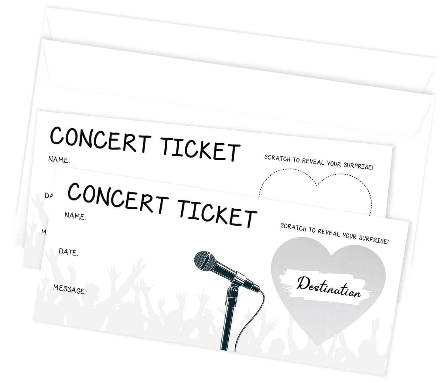 Fuliko 2 Set Surprise Concert Invitations with Envelopes, 3.5 to 8 ...