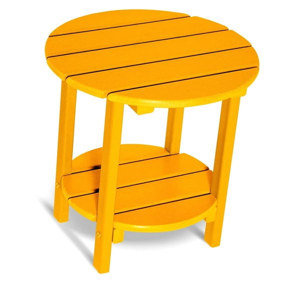 Fuliko 2 Tier Round Side Table, .7" HDPE Table, Weather Resistant Small ...