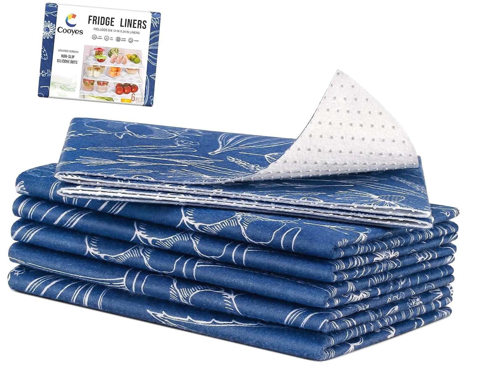 Fuliko 2 in 1 Liner for Refrigerator, 6 Pack, 12" × 24", Fridge Drawer ...