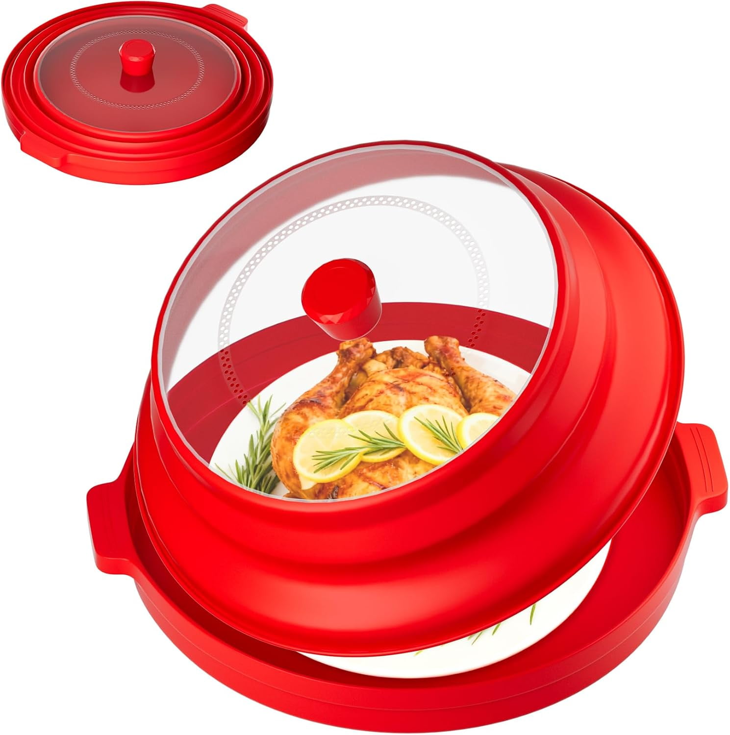 Fuliko 2 in 1 Microwave Splatter Cover for Food with -scald Base Plate ...