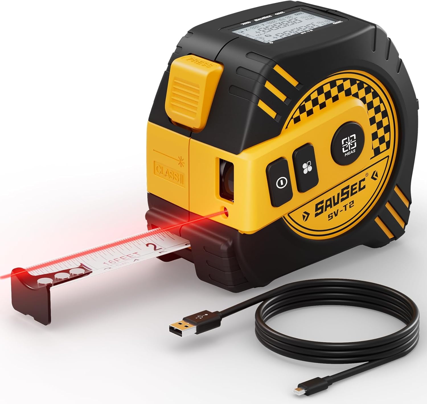 Fuliko 2 in 1 Tape Measure, Rechargeable 131 Foot Measure 16 Foot Self ...