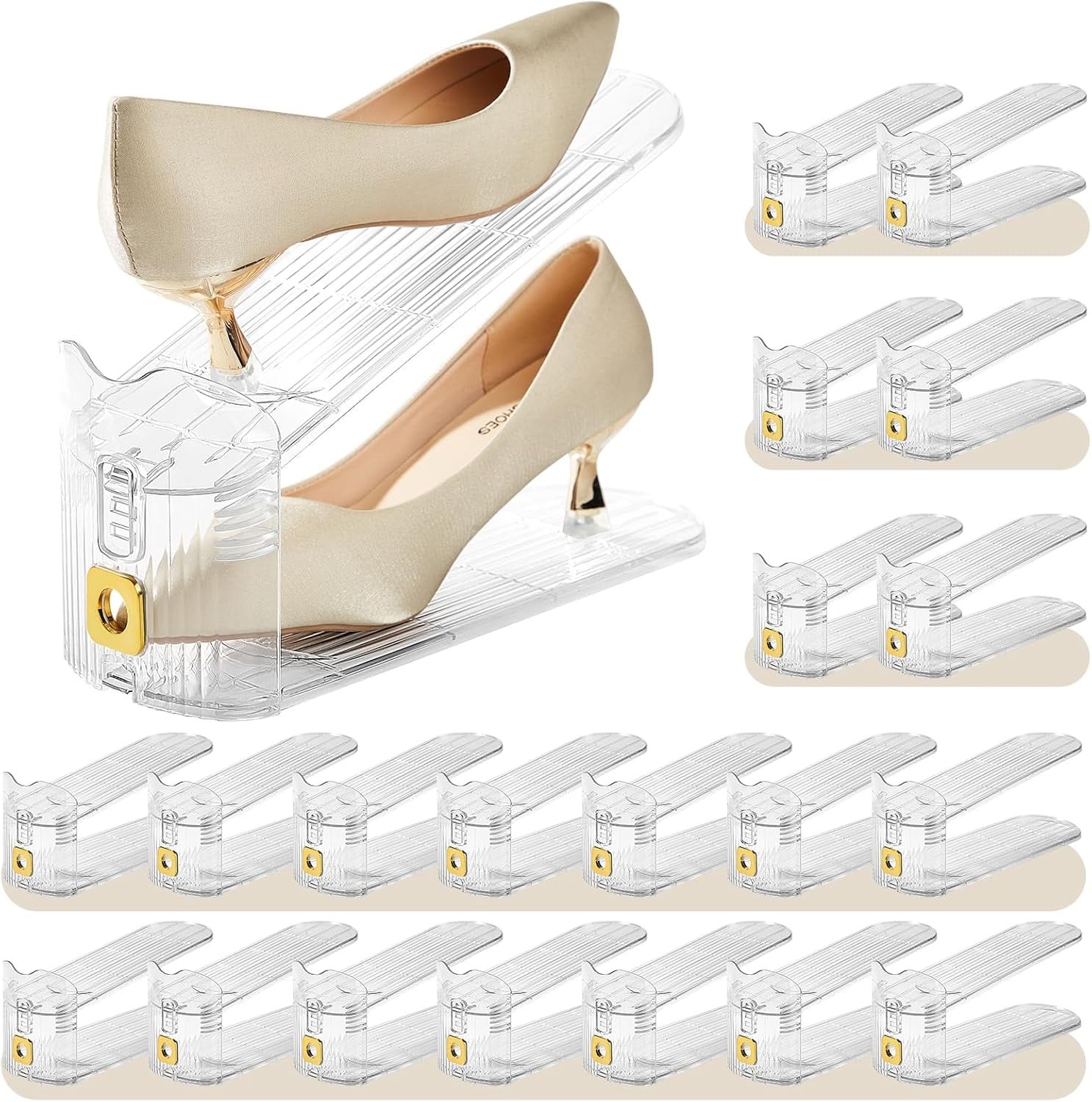 Fuliko 20 Pack Shoe Slot Organizers, Shoe Stackers for Pairs of Shoes ...