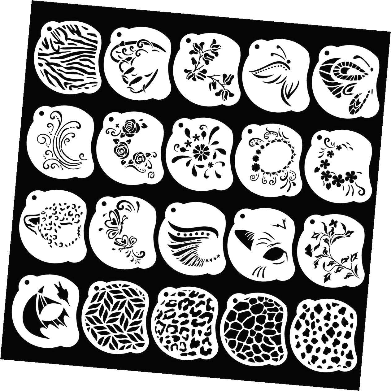 Fuliko 20 Piece Face Painting Stencils Set, Small Size for Body and ...