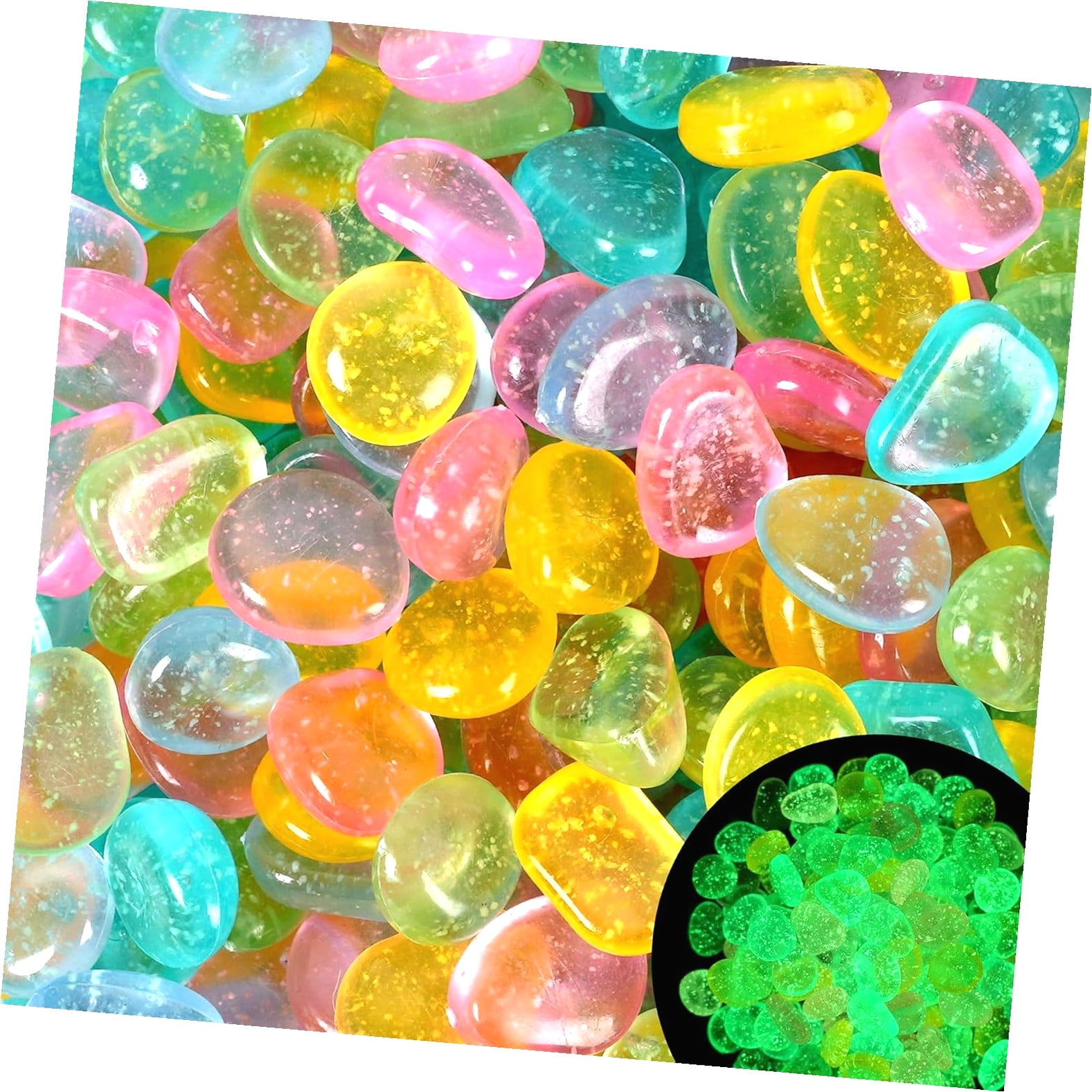 Fuliko 200 Pieces Sparkling Stones Small Luminous Pebbles Bling Glowing ...