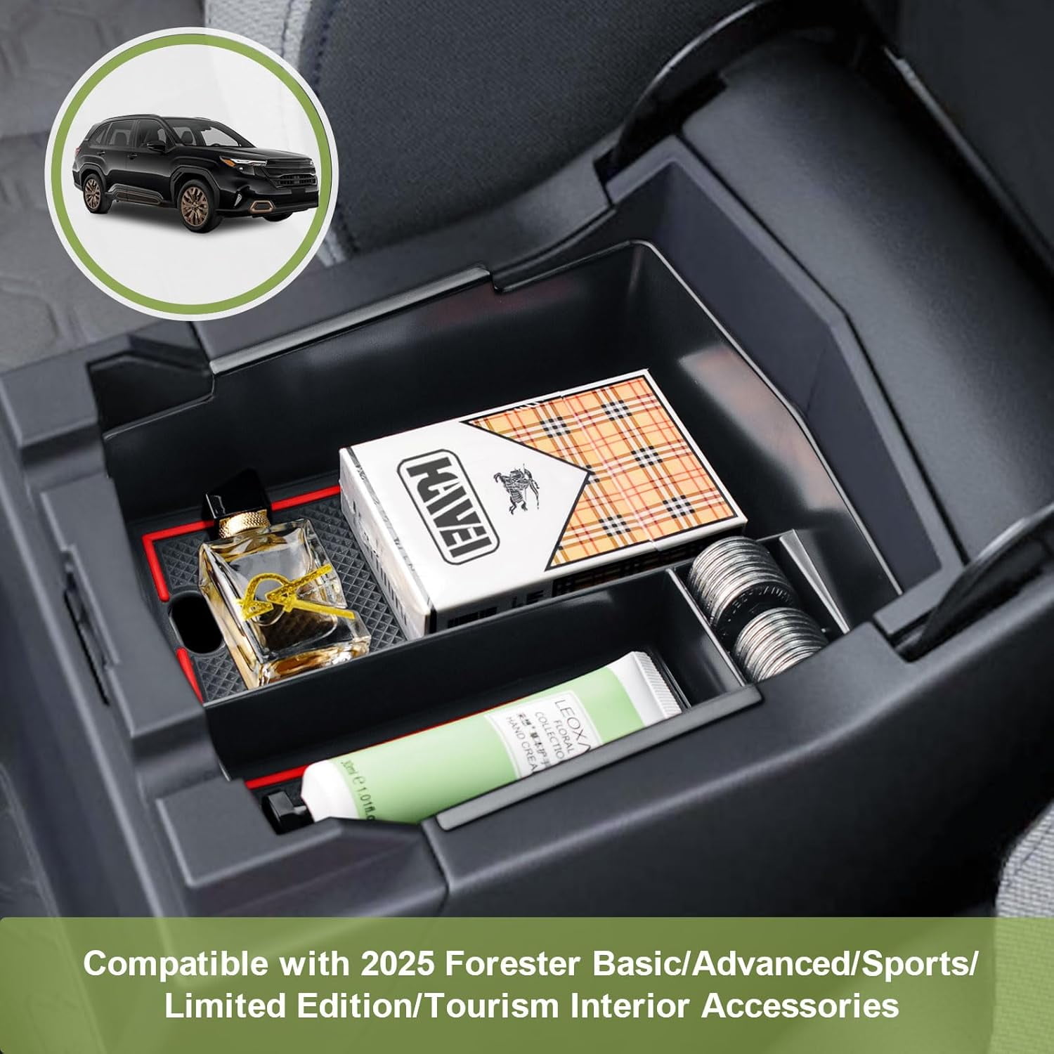 Fuliko 2025 Forester Center Console Organizer with Armrest Storage Box ...