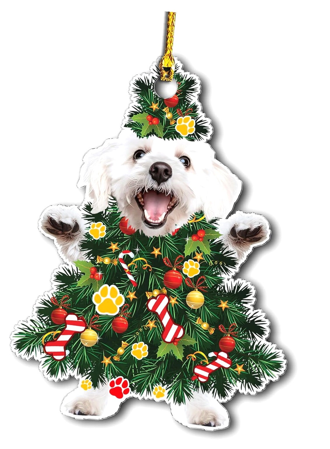 Fuliko 2025 Maltese Christmas Tree Ornament Festive Holiday Acrylic ...