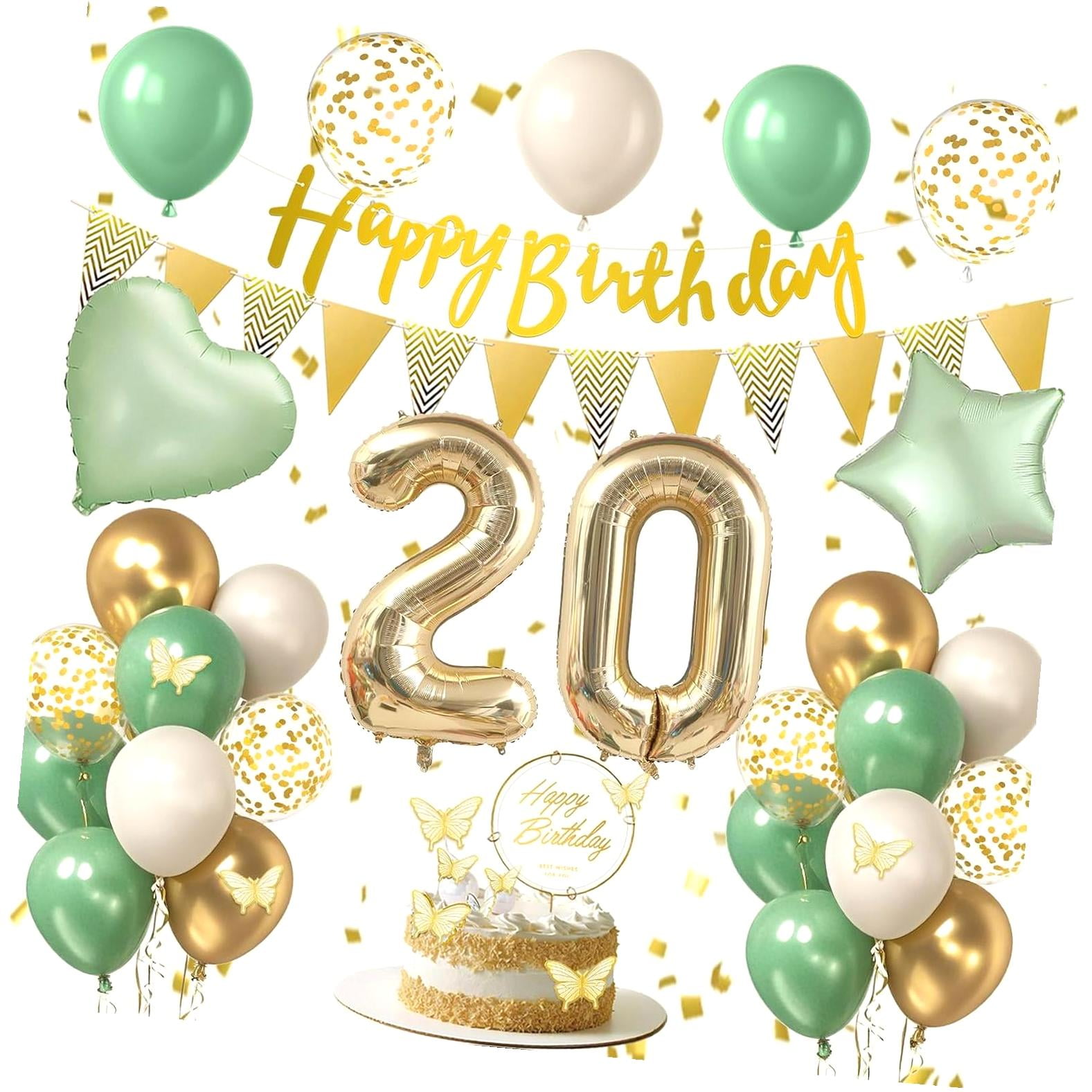 Fuliko 20th Sage Birthday Party Decor, Bohemian White Balloon Set for ...