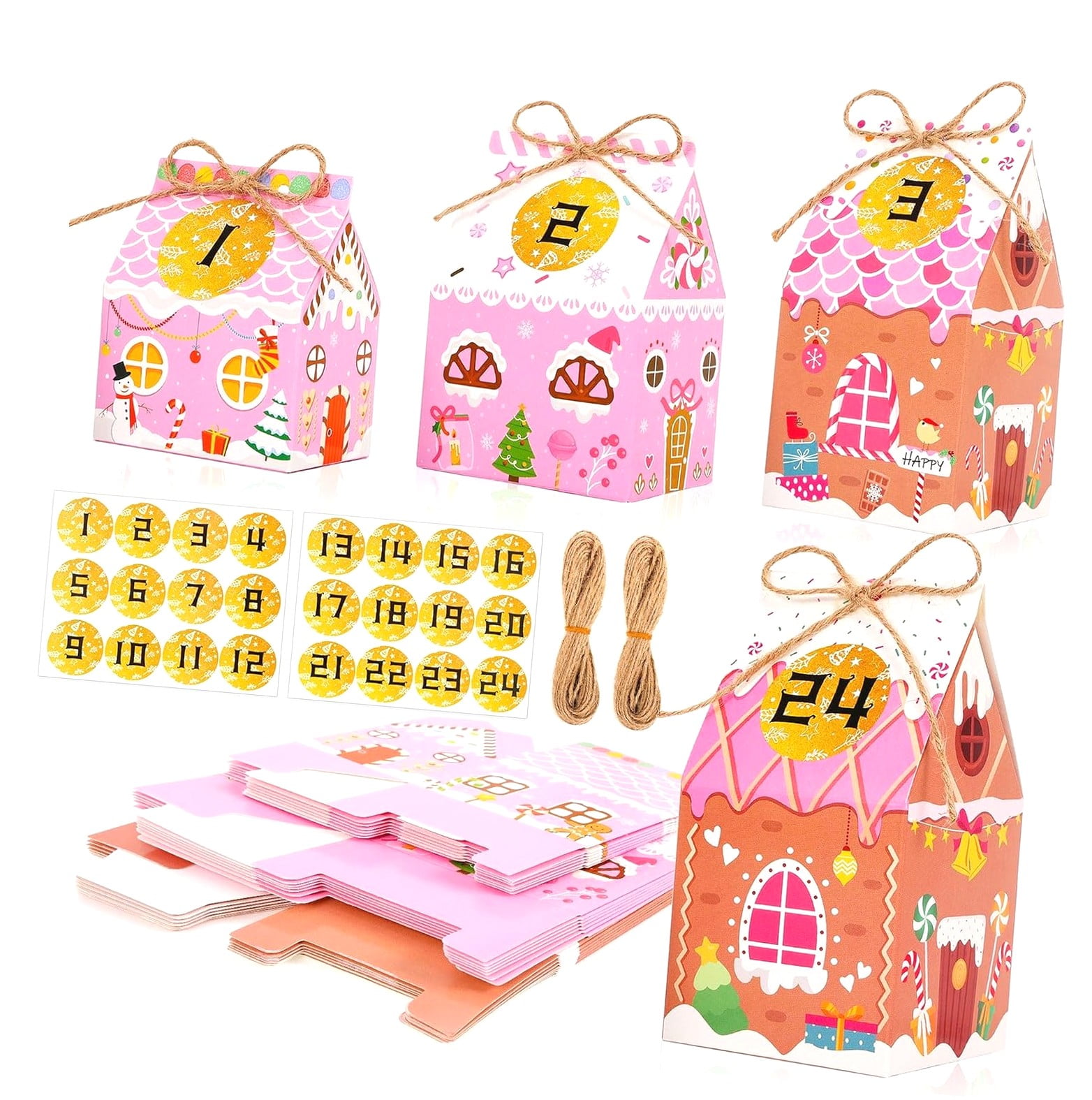 Fuliko 24 Pcs Christmas Empty Advent Calendar Boxes, 1-24 Number Tags ...