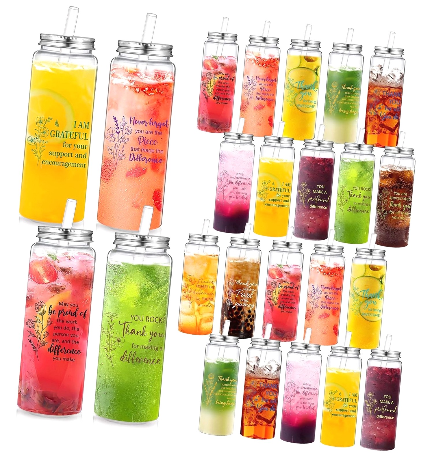 Fuliko 24 Pcs Thank You Cups Bulk oz Plastic Cups Acrylic Skinny ...