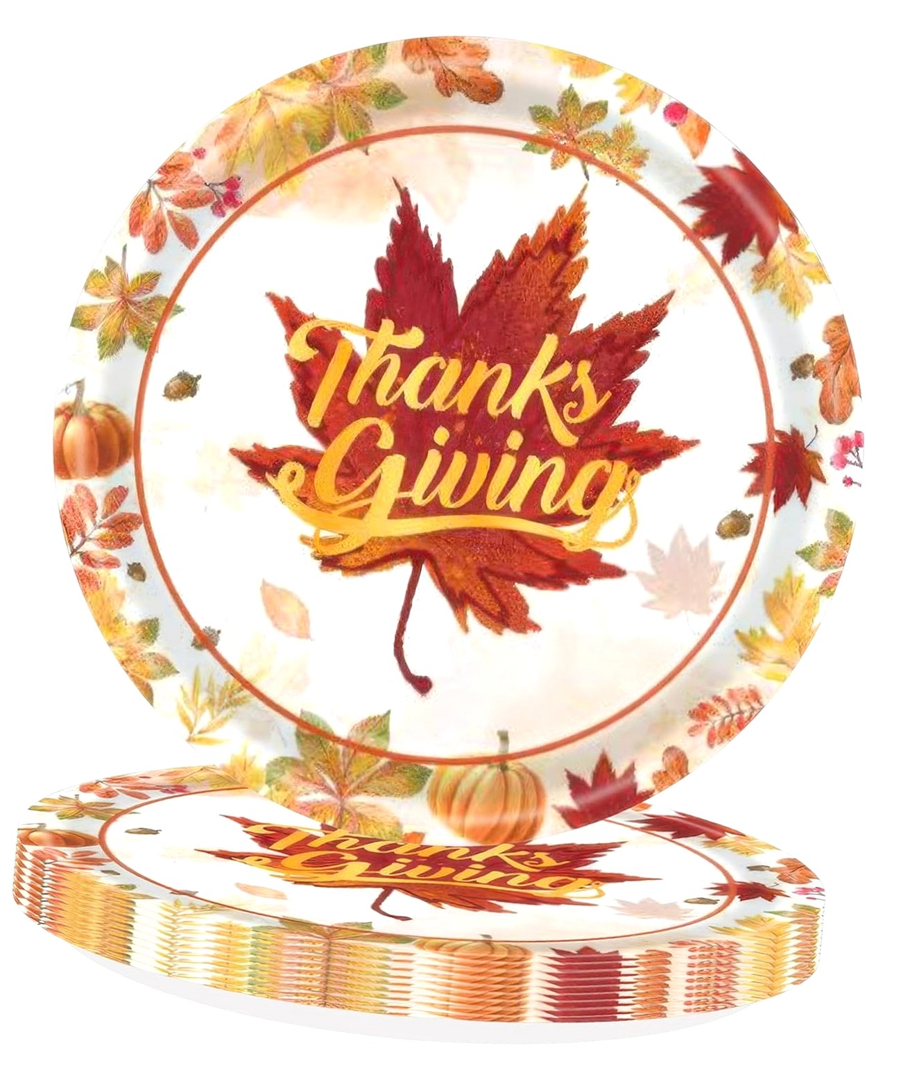 Fuliko 24 Pcs Thanksgiving Fall Paper Plates 7" Autumn Pumpkin Maple ...