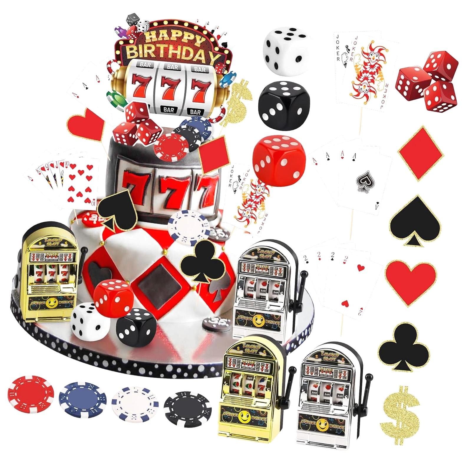 Fuliko 24 Piece Co Cake Decorations Kit Featuring Mini Toy Slot Machine ...