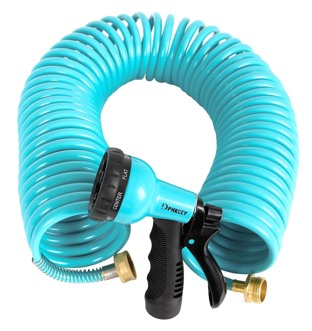 Fuliko 25FT Coil Garden Hose, Retractable and Lightweight with 8 ...