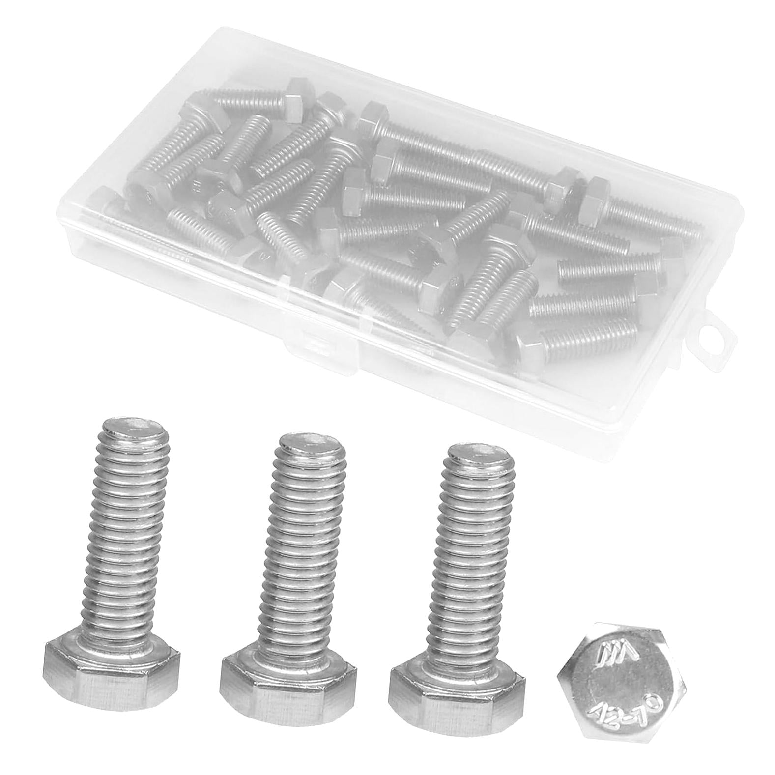 Fuliko 25Pcs M8 x 25mm Hex Bolts, 304 Stainless Steel 18-8, Complete ...