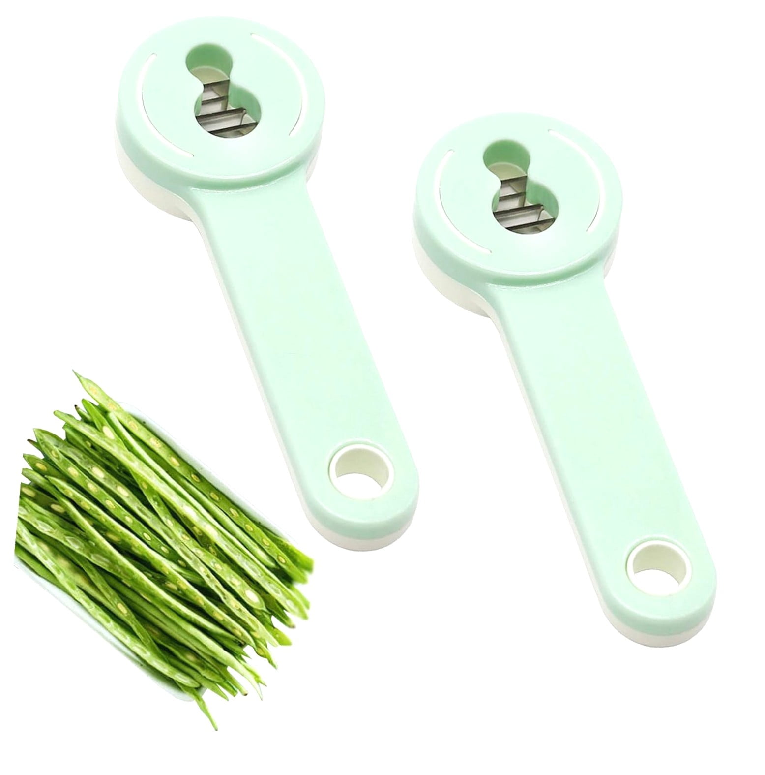 Fuliko 2Pcs Multifunction Bean Slicer, Steel Snow Bean French Bean ...