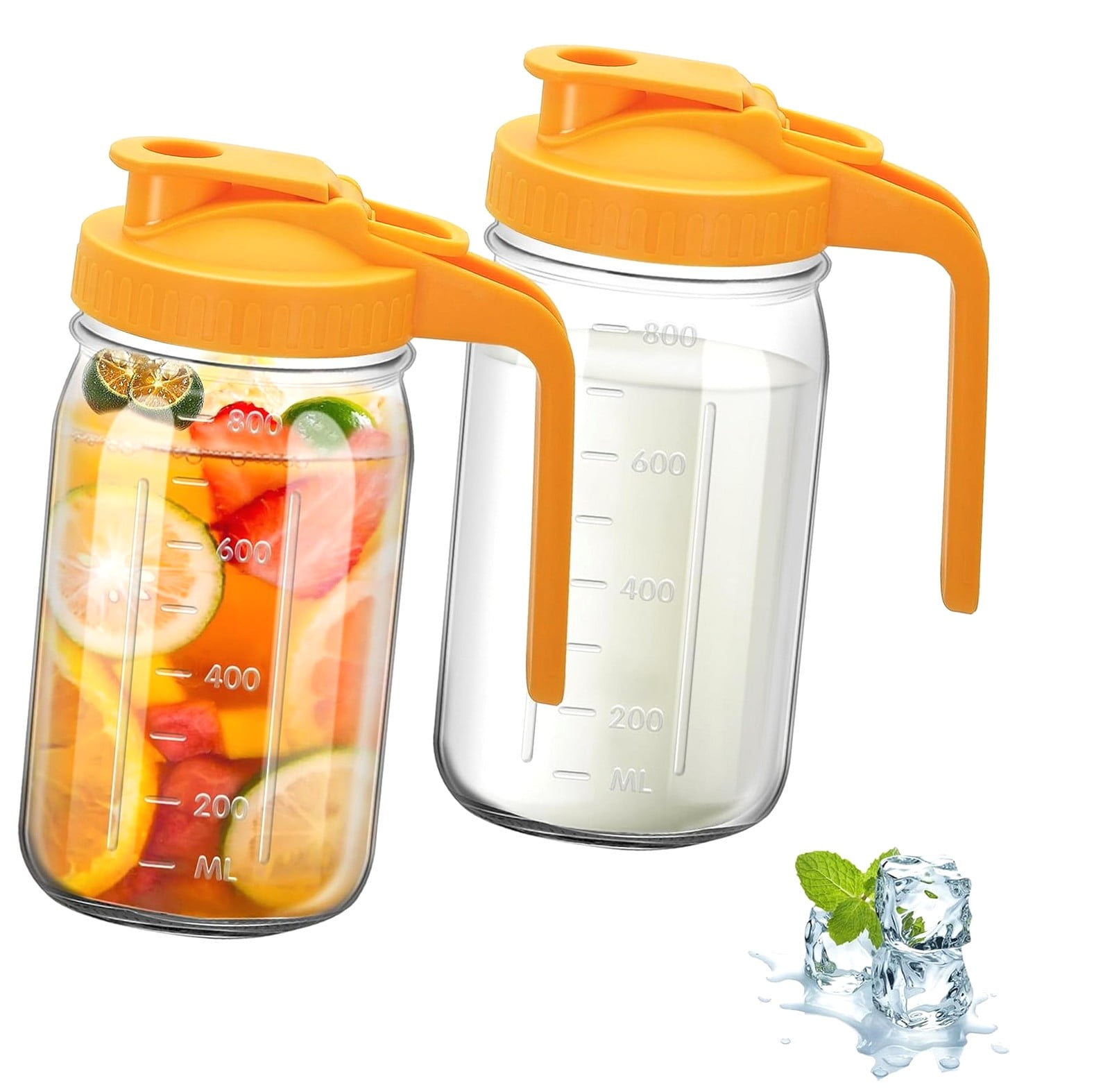 Fuliko 2Pcs Pitcher, 32oz Pitcher with Lid Double with Handle Water Jug ...