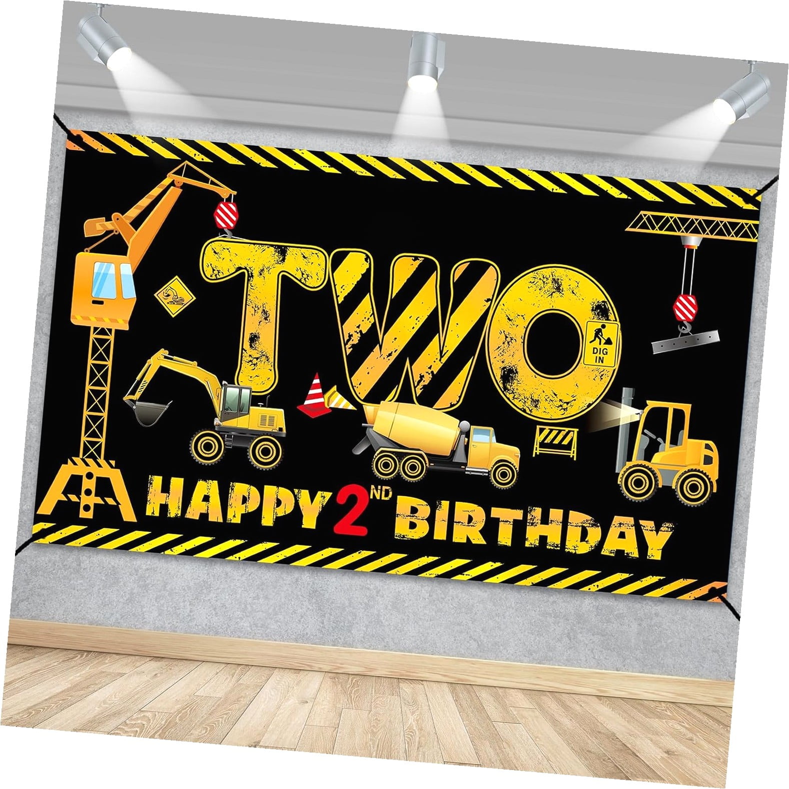 Fuliko 2nd Birthday Decorations for Boys, Excavator Dump Truck Theme ...