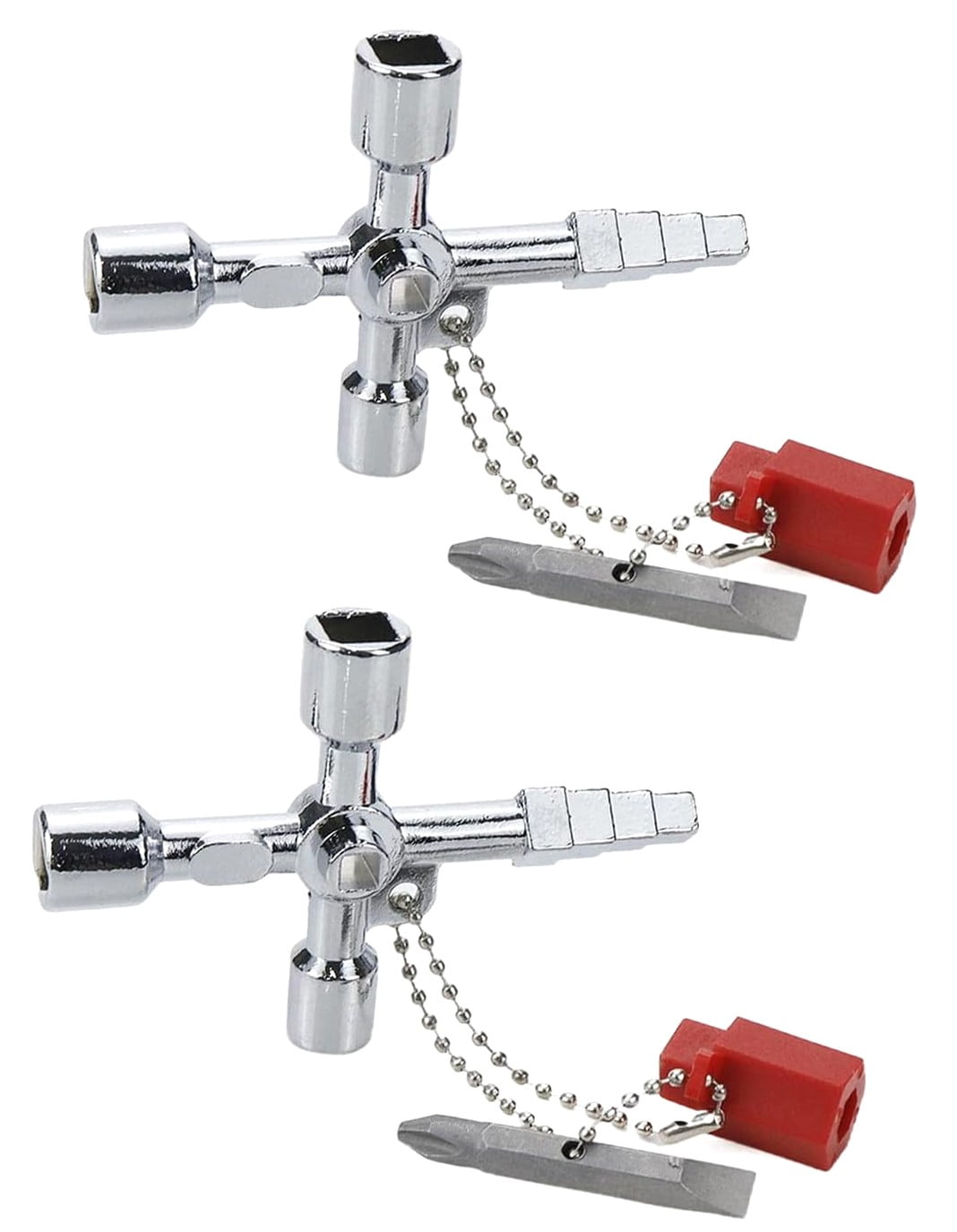 Fuliko 2pcs 4 Way Key, 4 in 1 Zinc Alloy Triangle/Square Wrench Key ...