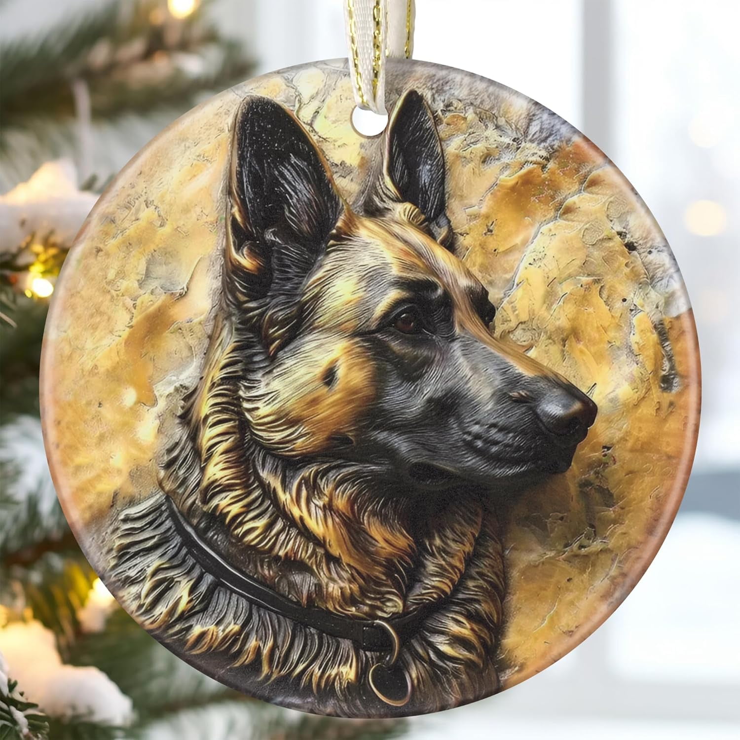Fuliko 3.5" Ceramic German Shepherds Ornaments for Christmas Tree ...