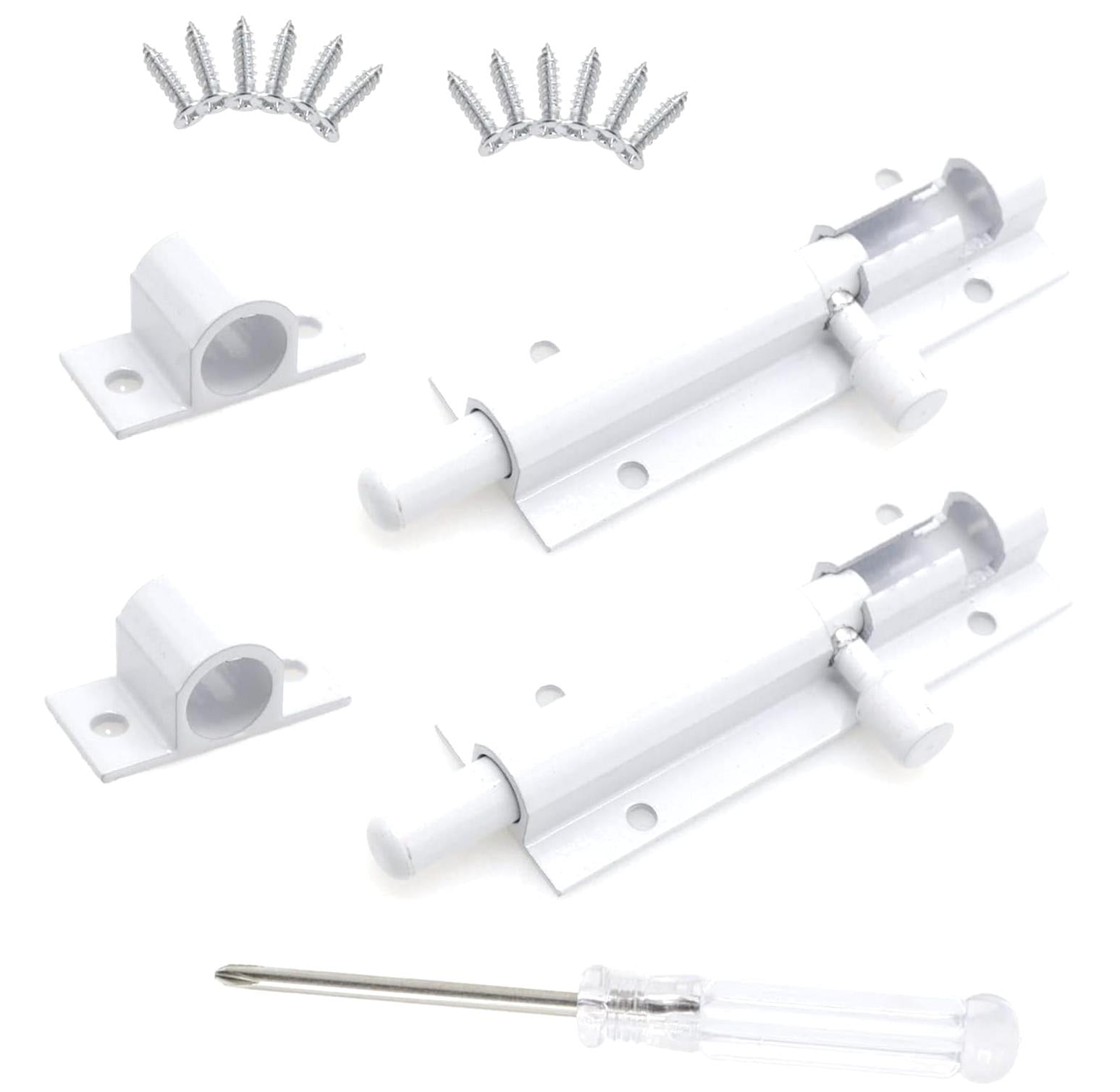 Fuliko 3 Inch White Slide Barrel Bolt, Aluminum Alloy Sliding Door Lock ...