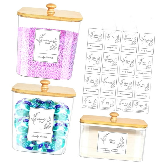 Fuliko 3 Pack Plastic Laundry Pods Container Dryer Sheet Holder, Laundry Room Organization and ...