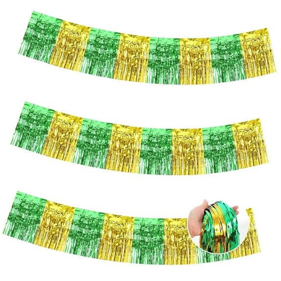 Fuliko 3 Packs Metallic Foil Fringe Garland Wall Hanging Tinsel Fringe ...