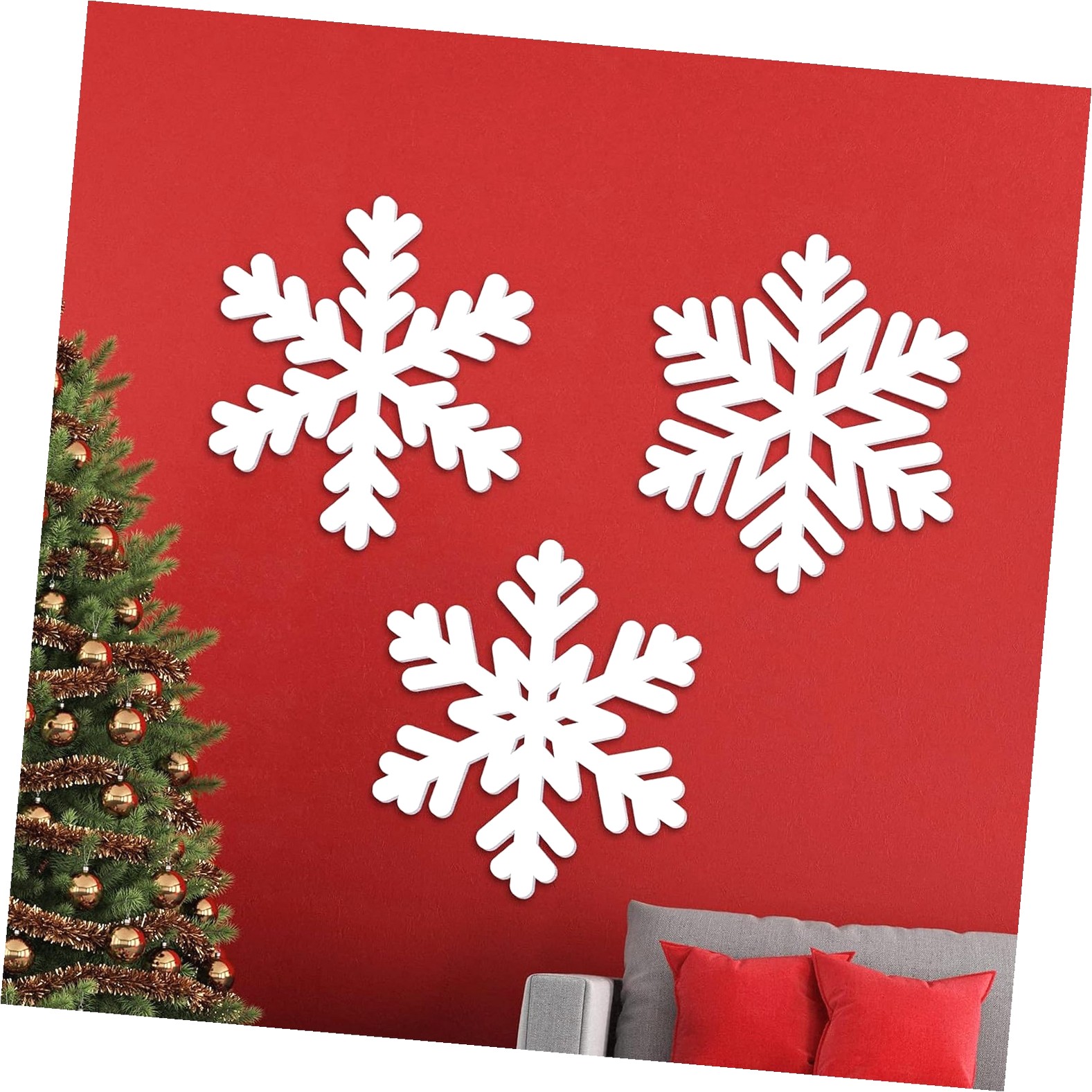 Fuliko 3 Pieces Christmas Wooden Snowflakes Decorations for Wall 12 ...