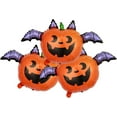 Fuliko 3 Pieces Funny Pumpkin Bat Orange Funny Large Aluminum Foil ...