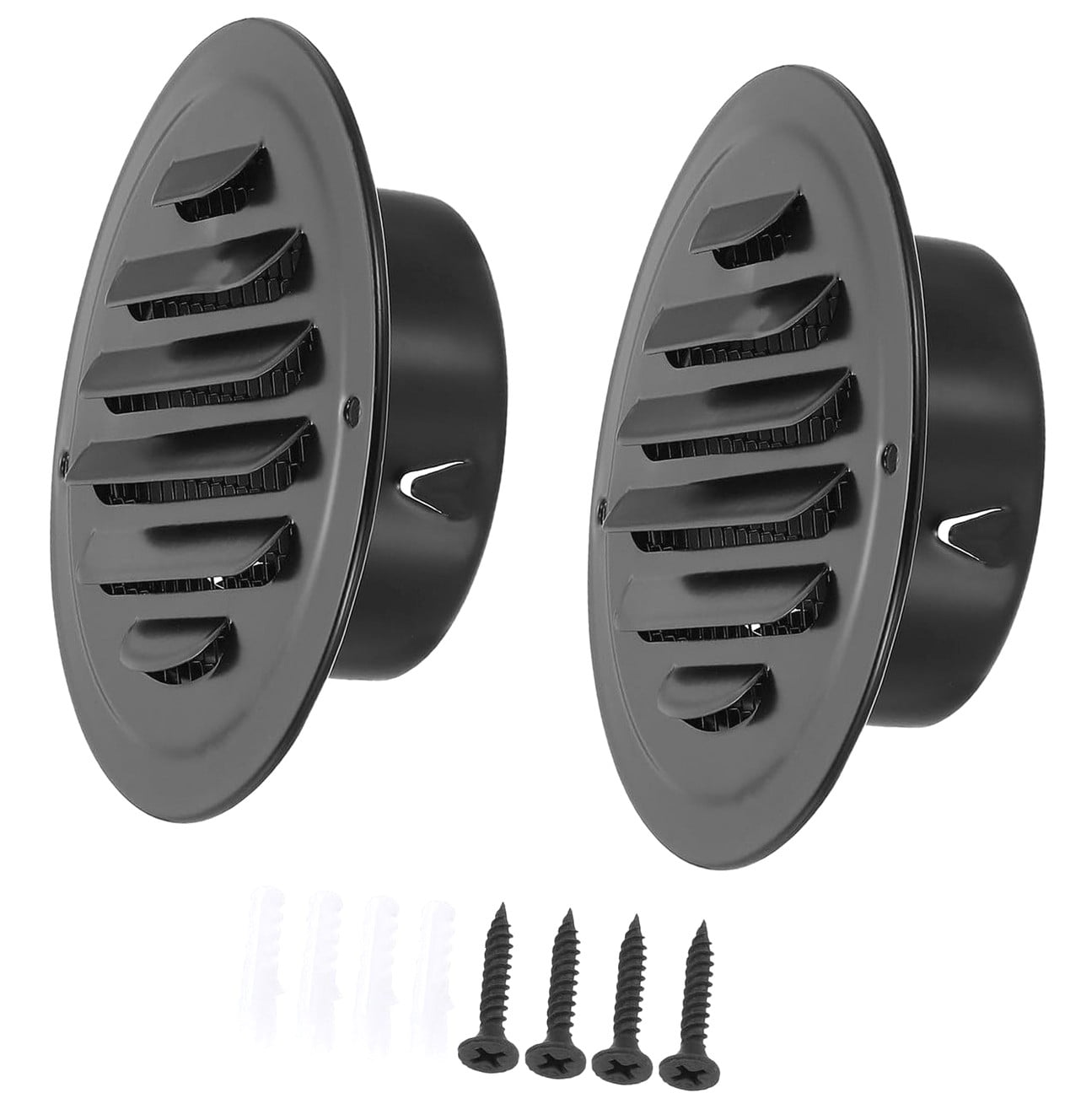 Fuliko 3" Round Air Vent Cover, 2pcs Steel Louvered Wall Inlet Outlet ...